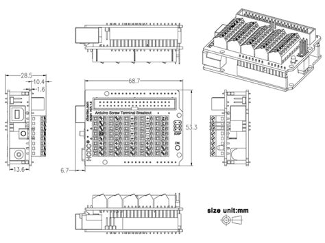 Screw Terminal Block Breakout Shield Module For Arduino Uno R3