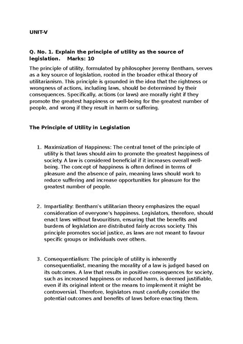 Unit 5 Law Notes On Utility Morals And Statutory Interpretation