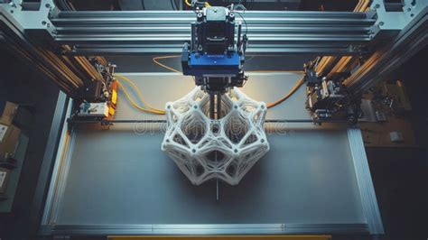 An Overhead Shot Of A Large 3d Printer In Action Layering Filament To Create A Complex Geometric