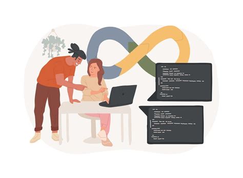 Devsecops Workflow Isolated Cartoon Illustrations Vector Art