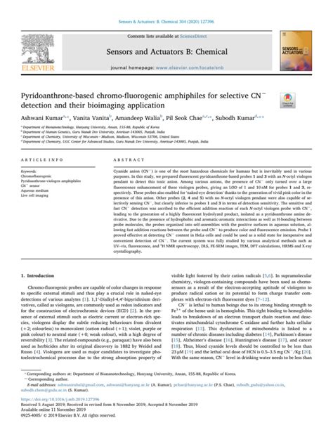 Sensors And Actuators B Chemical 304 2020 127396 Pdf Two