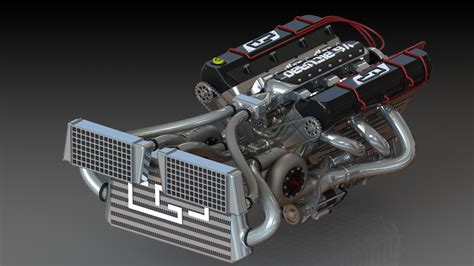 V6 双涡轮增压发动机swsolidworks 2020模型图纸下载 懒石网