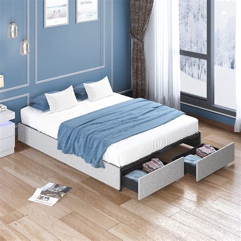 Balus 79w Platform Bed Frameking Size Mattress Foundationwood Slat