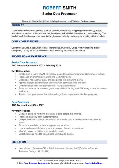 10 Data Processor Resume Samples And Templates For 2025