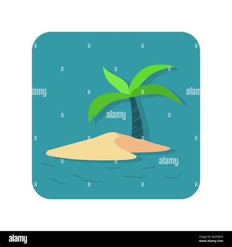 Abstract Button Icon Palm Tree On The Island On A White Background