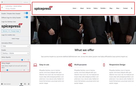 How To Customize The Sticky Header Spicethemes Help Center