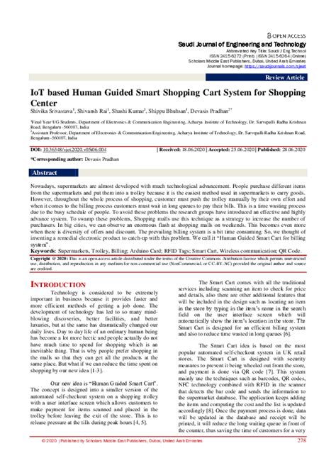 Pdf Iot Based Human Guided Smart Shopping Cart System For Shopping
