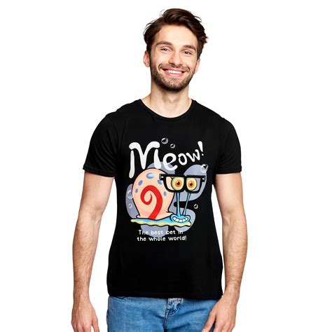 Spongebob Gary Meow T Shirt Black Elbenwald