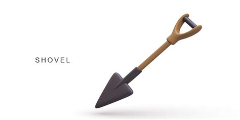 원예 건설 파기 조경 및 야외 작업을위한 삽 도구 흰색 배경 벡터 일러스트 레이 션에 깨끗한 최소 3d 디자인 갈색에 대한 스톡 벡터 아트 및 기타 이미지 Istock