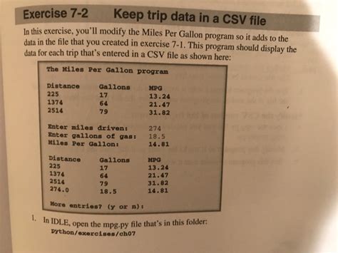 solved exercise 7 2 keep trip data in a csv file in this