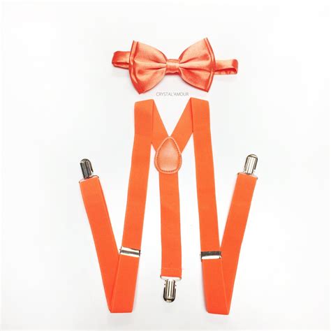 Neon Orange Suspenders Orange Bow Tie Bright Orange Bowtie