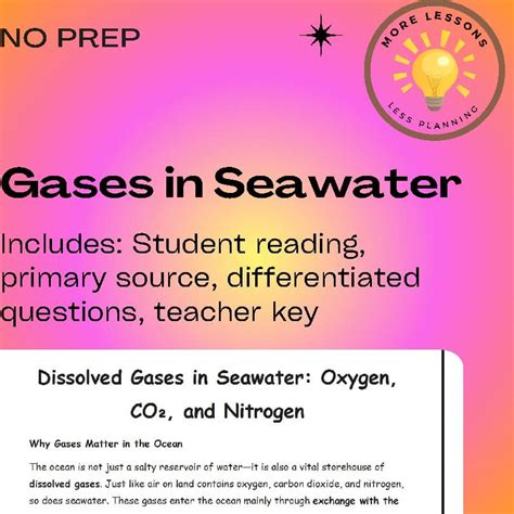 Dissolved Gases In Seawater Marine Science Reading Comprehension Worksheet