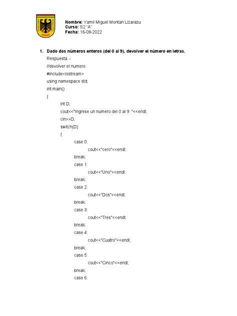 Ejercicios De Programacion C Pdf Informática Programación De