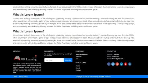 How To Create Footer In Bootstrap 4 Part 1 By Mklearning Youtube