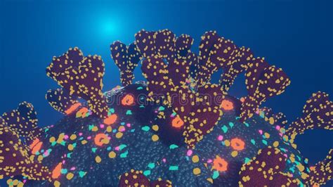 3d Model Of Sars Cov 2 Virus Microscopic Crop 3d Rendering Stock