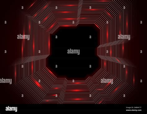 Glowing Red Neon Circuit Board Lines Tech Background Vector Design Stock Vector Image And Art Alamy