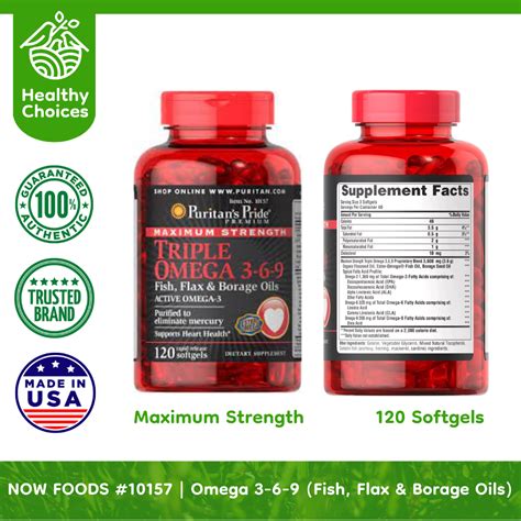 Puritans Pride 10157 Expiry 22023 Max Strength Triple Omega 3 6