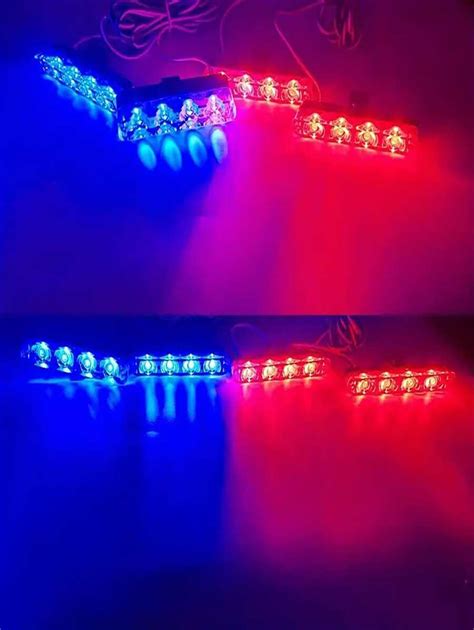 4 In1 Led Grille Strobe Light Emergency Red Blue Strobe Warning Light