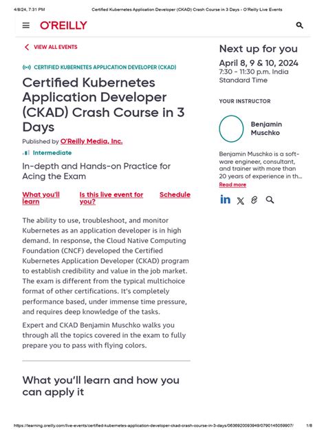Certified Kubernetes Application Developer Ckad Crash Course In 3 Days Oreilly Live Events