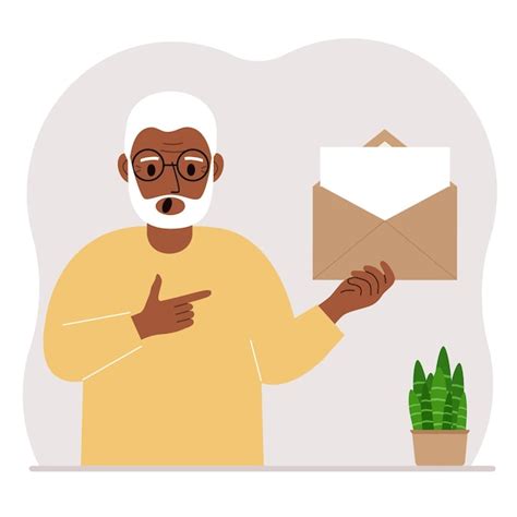 Premium Vector A Old Man With An Open Envelope With A Letter Empty