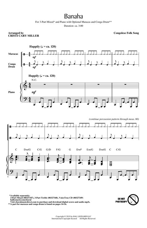 Congolese Folk Song Banaha Sheet Music For 3 Part Treble Choir