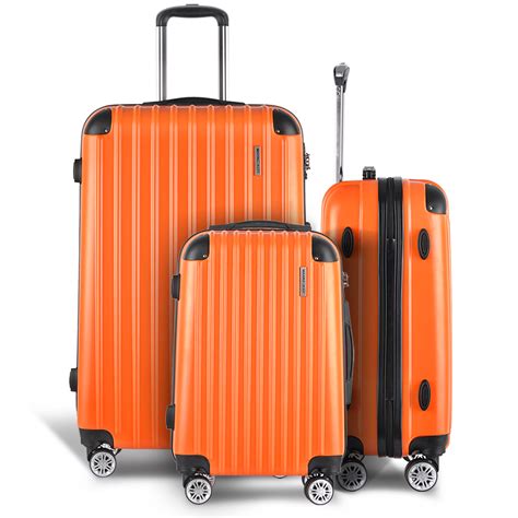 Wanderlite 3 Piece Orange Luggage Set Tsa Spinner Kouwi