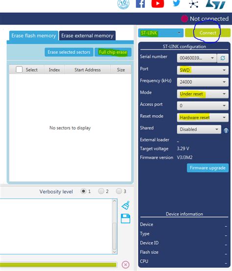 Stm32h745i Disco Board Stlink Cpu Flash Erased Wit
