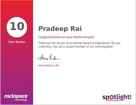 Today I Have Completed Ten Amazing Years At Rackspace Thank You All For Your Help And Support