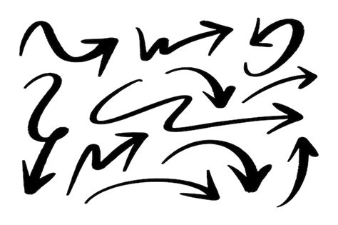 Conjunto De Seta Desenhada à Mão Doodle Ilustração Vetorial Vetor Premium