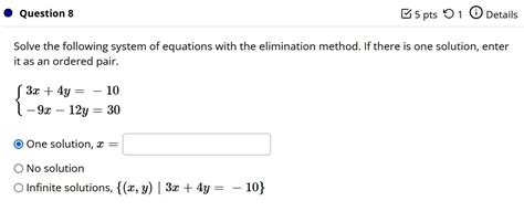 solved question 8 5 pts 1 details solve the following system