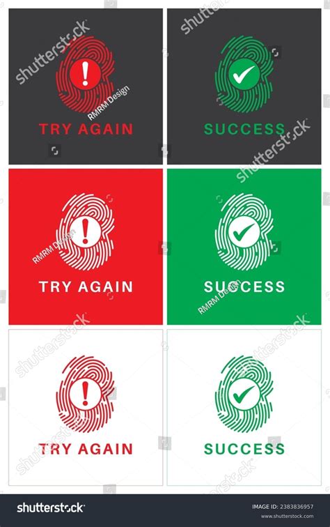 Fingerprint Scanner Tick Cross Confirmation Error Stock Vector Royalty