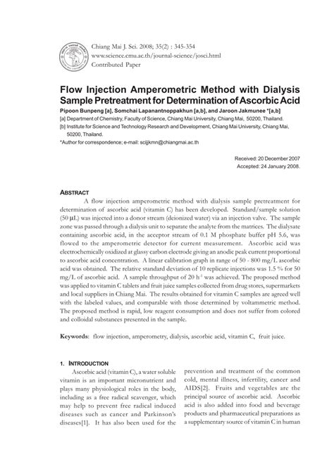 Pdf Flow Injection Amperometric Method With Dialysis Sample Pretreatment For Determination Of