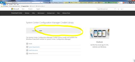 System Center Configuration Manager Cmdlet Library Download Button