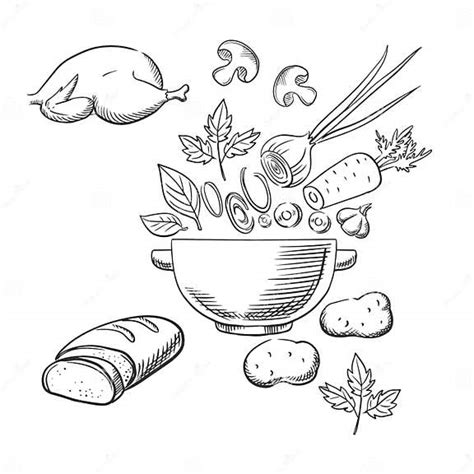 Bosquejo De Cocinar Una Ensalada De La Cena Ilustración Del Vector