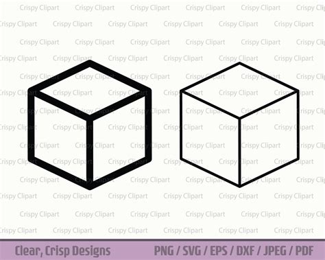 Cube Outline Svg 3d Shapes Clipart Geometry Vector Art Etsy