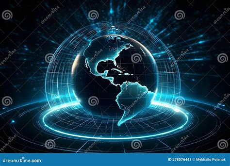 Digital Hologram Of Planet Earth Neural Network Ai Generated Stock Image Image Of Media