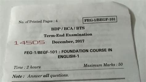 BCOM AF BEGF 101 December 2017 Question Paper YouTube
