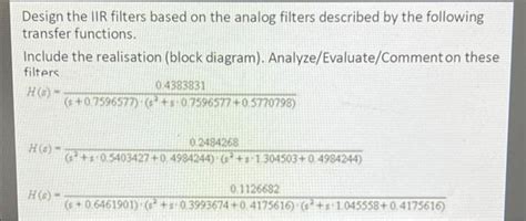 Design The Iir Filters Based On The Analog Filters