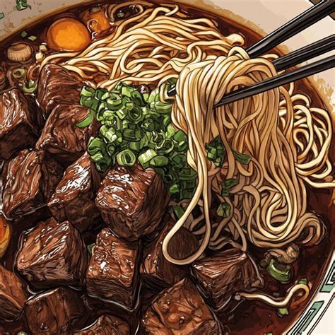 Savory Beef Noodle Soup Premium Ai Generated Image