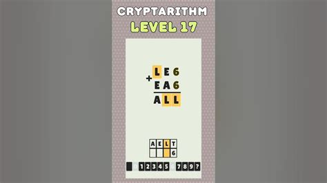 Level 17 Cryptarithm Android Game Math Cryptarithm Youtube