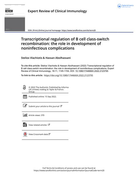 Pdf Transcriptional Regulation Of B Cell Class Switch Recombination