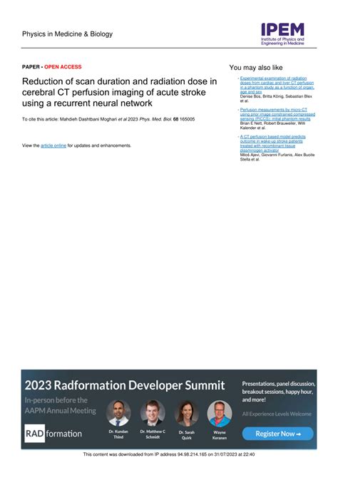 Pdf Reduction Of Scan Duration And Radiation Dose In Cerebral Ct