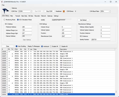 Jcom1939 Monitor Pro Monitoring Recording And Simulation Of Sae J1939