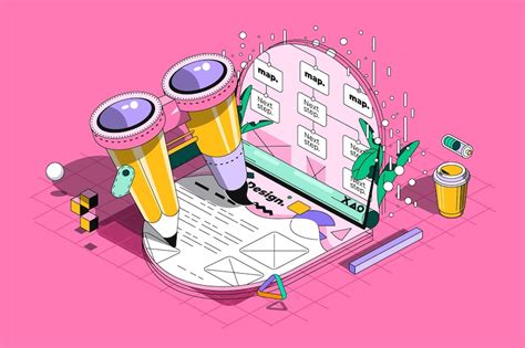 Premium Vector Ux Design Concept 3d Isometric Outline Web Design Development Of Usability