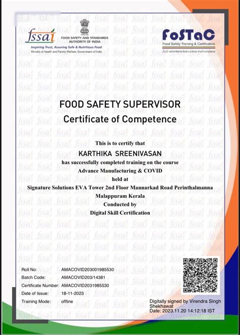Karthika Sreenivasan On Linkedin I Have Successfully Completed Fostac