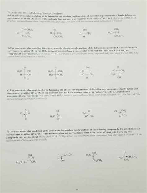 Solved Experiment 4 Modeling Stereochemistry 4 Use Your