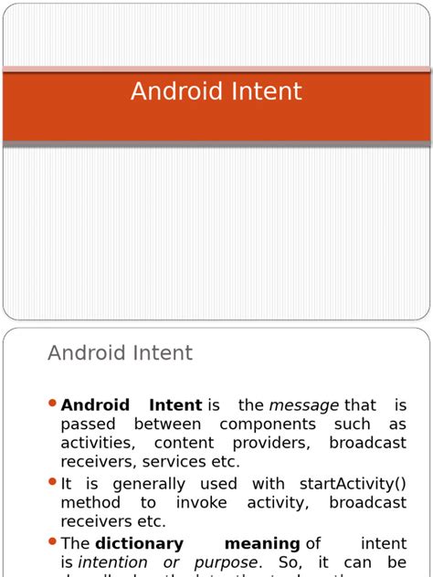 Intent Ppt Pdf Android Operating System Software Development