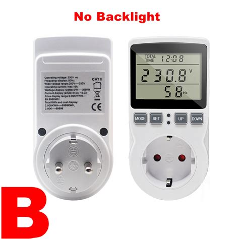 AC Power Energy Meter Digital Wattmeter KWh Watt Volt Time Electricity Cost Power Factor