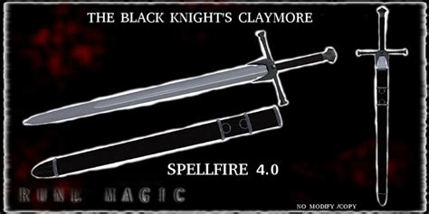 Second Life Marketplace Black Knight Claymore Sword Spellfire 4 0