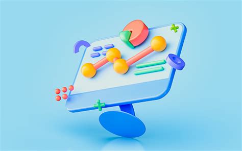 데스크톱 모니터 원형 차트 3d 일러스트 레이 션 비즈니스 이익 재무 성장 3차원 형태에 대한 스톡 사진 및 기타 이미지 3차원 형태 가상현실 개발 Istock